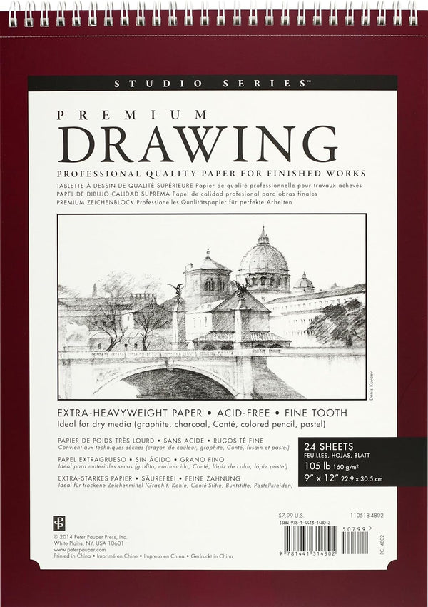 Large Premium Drawing Pad 9'' X 12'' - Pulp & Paperie